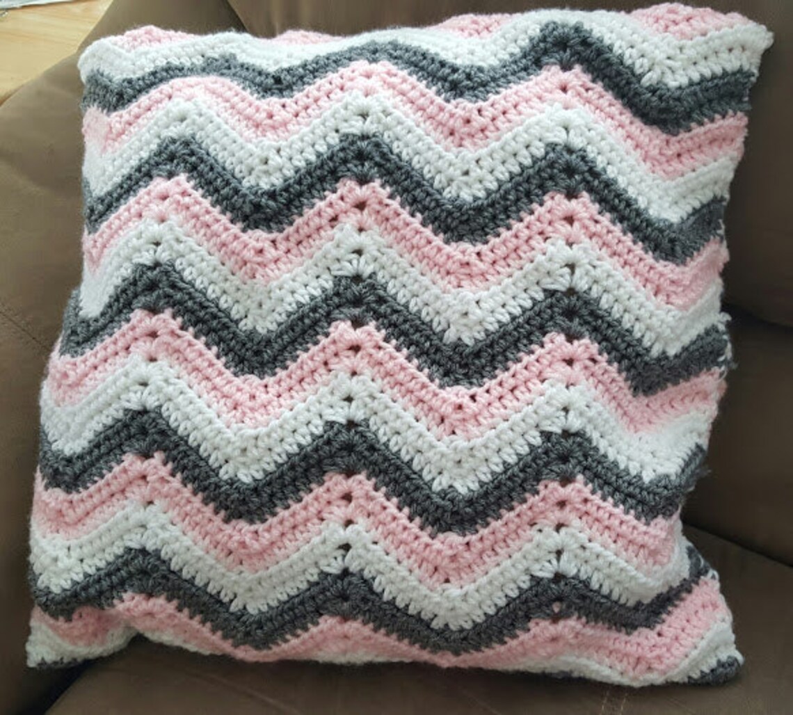 Crochet Chevron Ripple Pillow Cover - Etsy