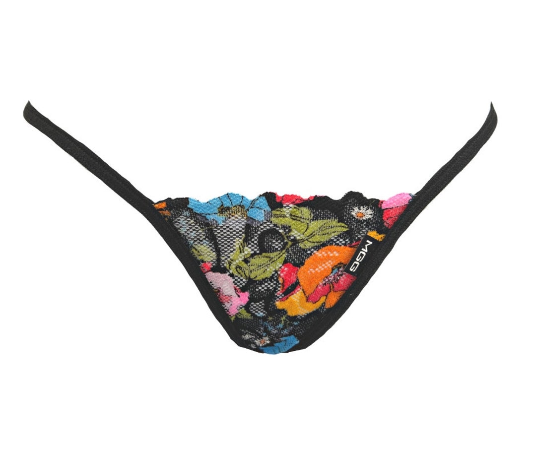Low Rise Lace G-string, Wildflower Print Lace, Sexy Floral Lace G ...