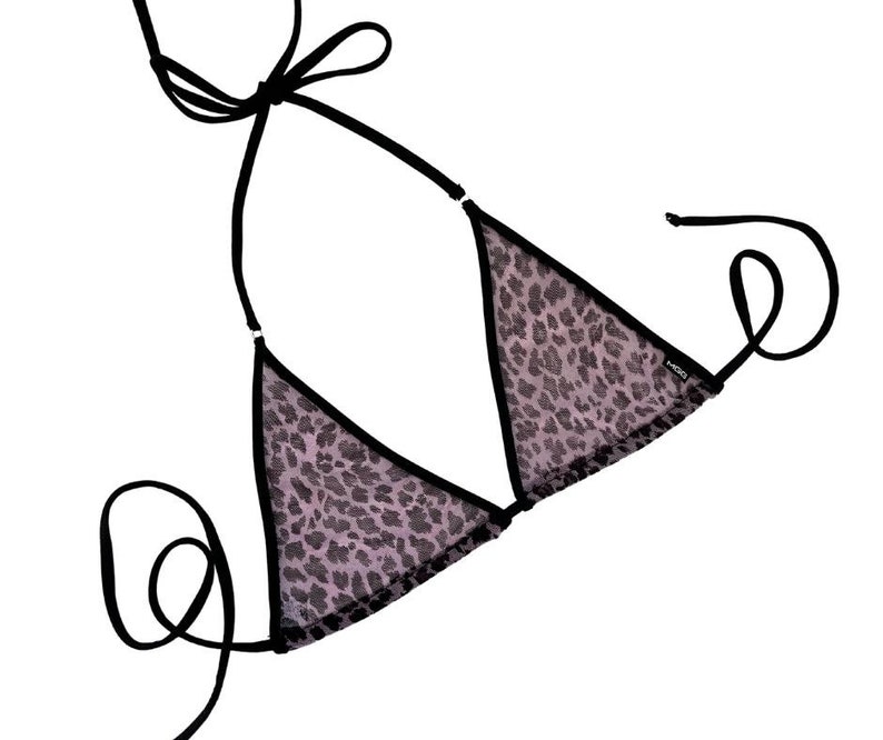 Sheer Purple Leopard Print Micro Bikini Top, Sexy String Swimwear ...
