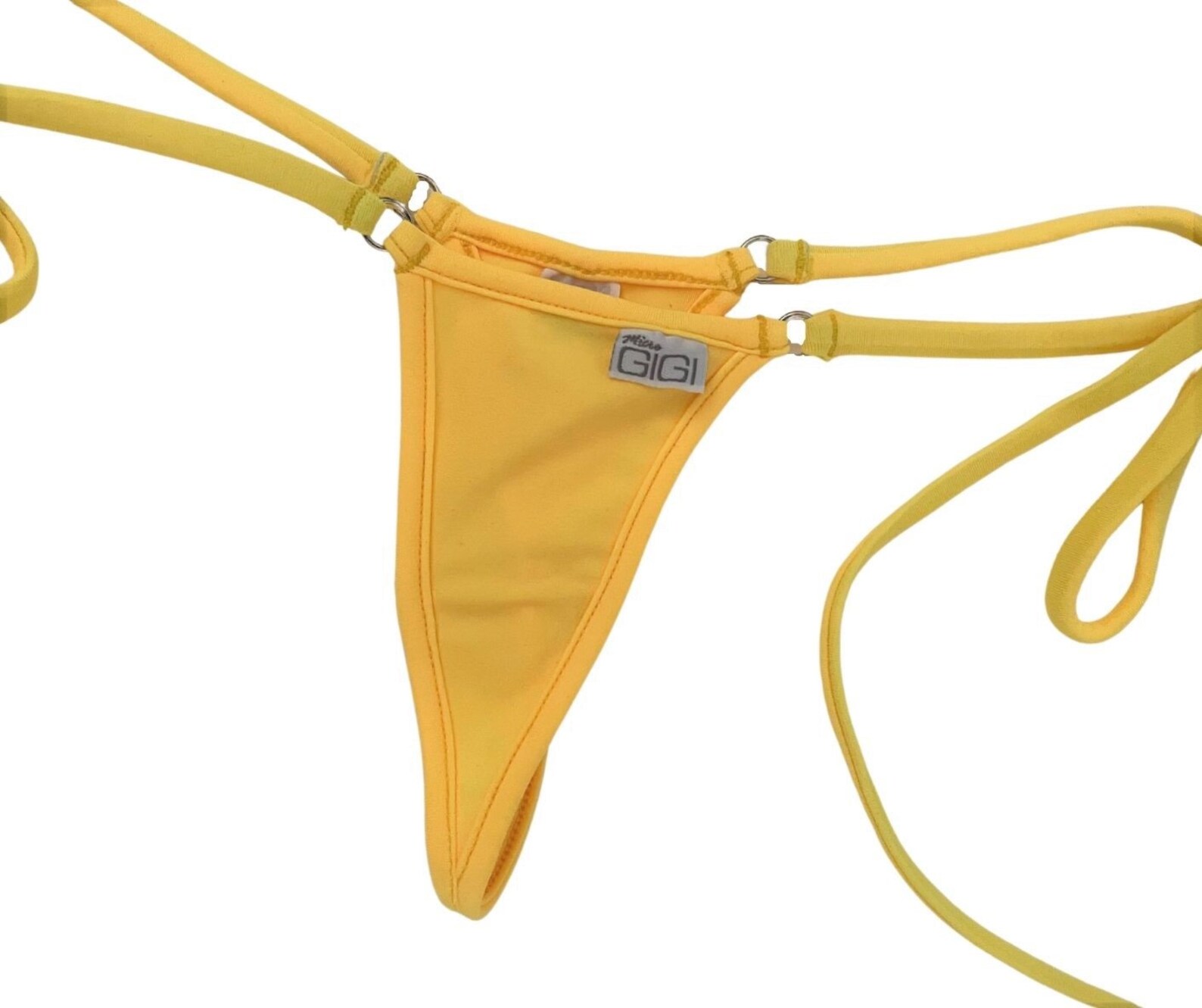 Mango Tango Yellow Tie Sides Micro Thong Bikini String | Etsy