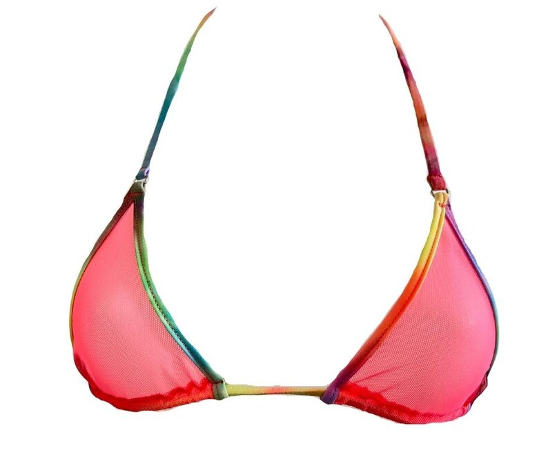 Sheer Hot Pink Micro Bikini Top Sexy String Swimwear Minimal Etsy
