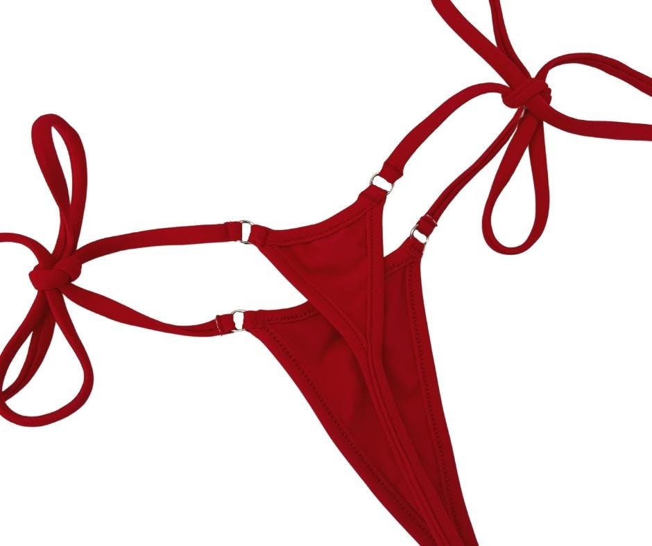 Candy Apple Red Micro Bikini Bottom, G-string String Swimwear, Red ...