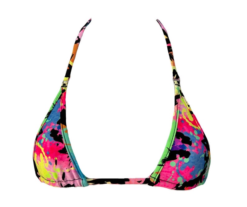 Tropical Colorful Print Micro Bikini String Swimwear, Minimal Coverage ...