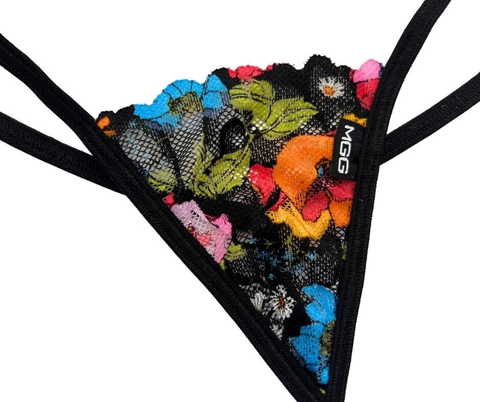 Low Rise Lace G-string, Wildflower Print Lace, Sexy Floral Lace G ...