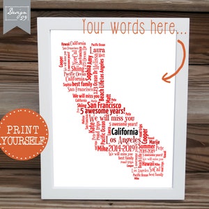 California Personalized Map - Your Words Form Any US State ...
