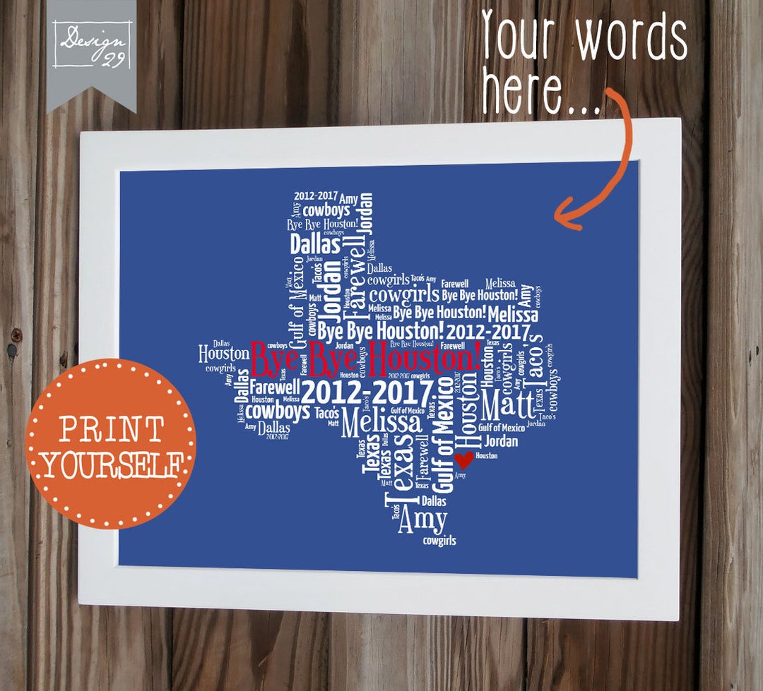 Texas Personalized Map - Your Words Form Any US State - Personalized ...