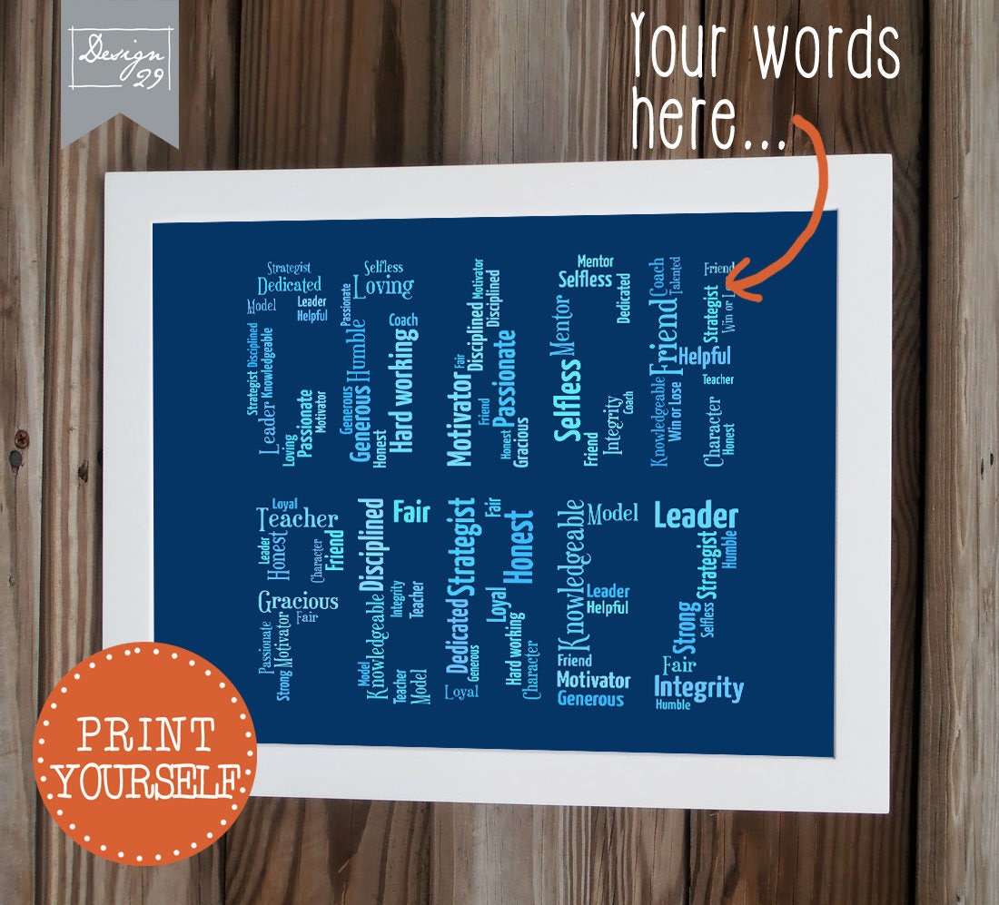 COACH GIFT Your Team Names Form a Name/word Coach Appreciation Gift ...