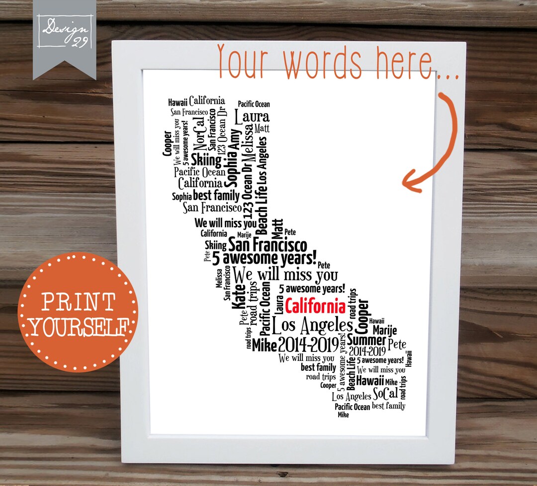 California Personalized Map - Your Words Form Any US State ...