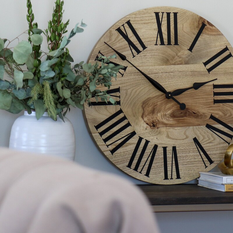 Roman Numerals Wooden Wall Clock - Etsy