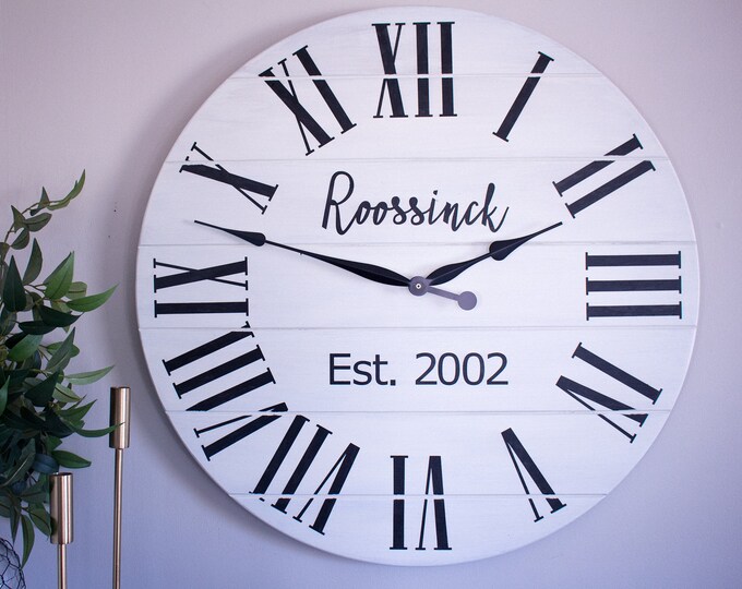 Personalized Wooden Wall Clock, Shiplap Clock, Modern Farmhouse ...