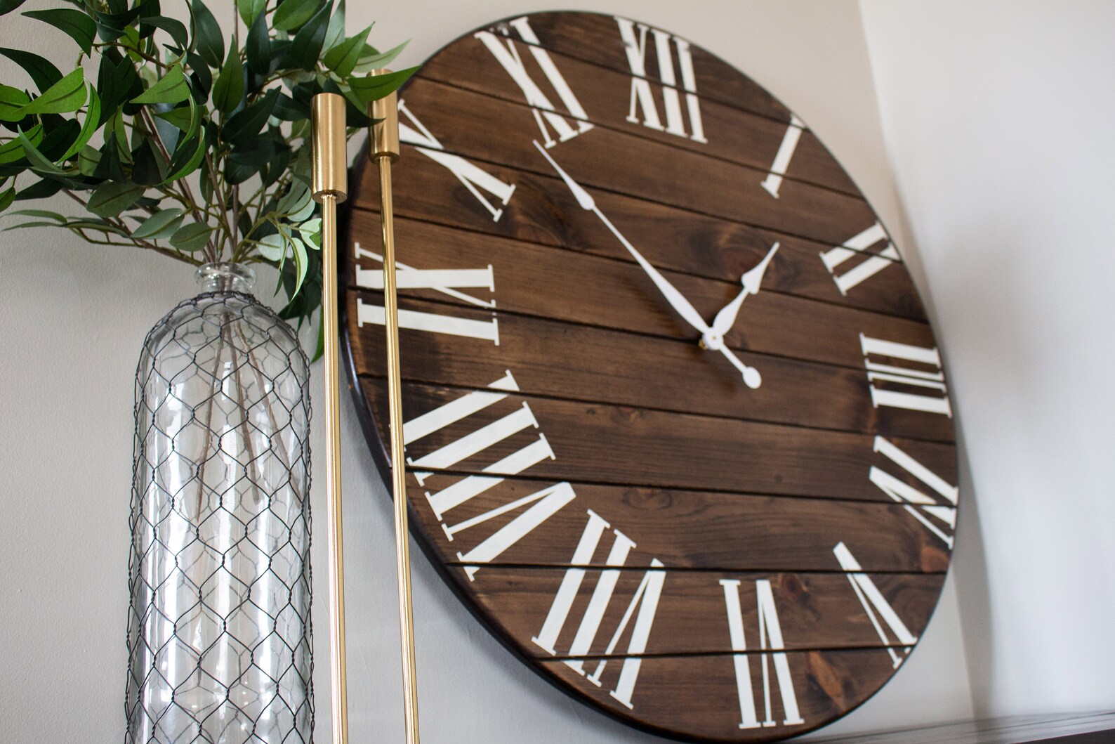 Large Distressed Wall Clock Stained Clock Painted Clock | Etsy