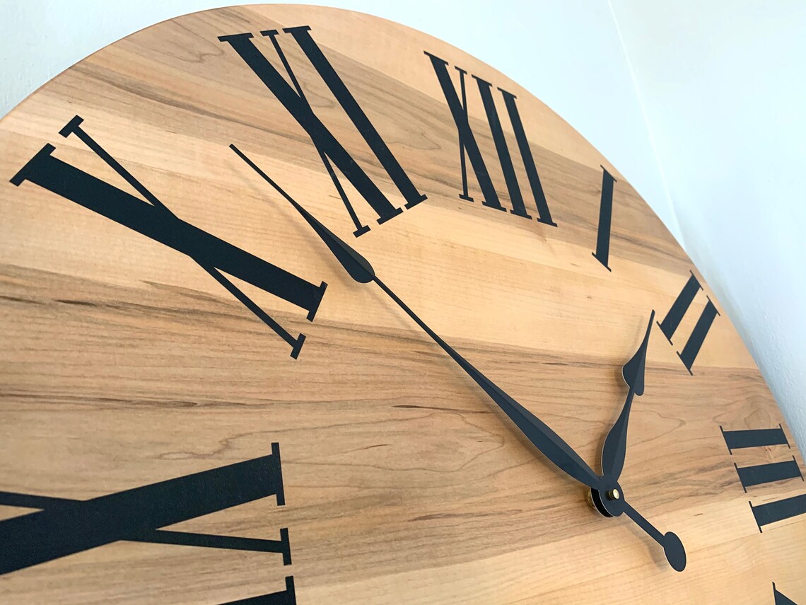 Rustic maple clock wooden clock large wall clock farmhouse | Etsy