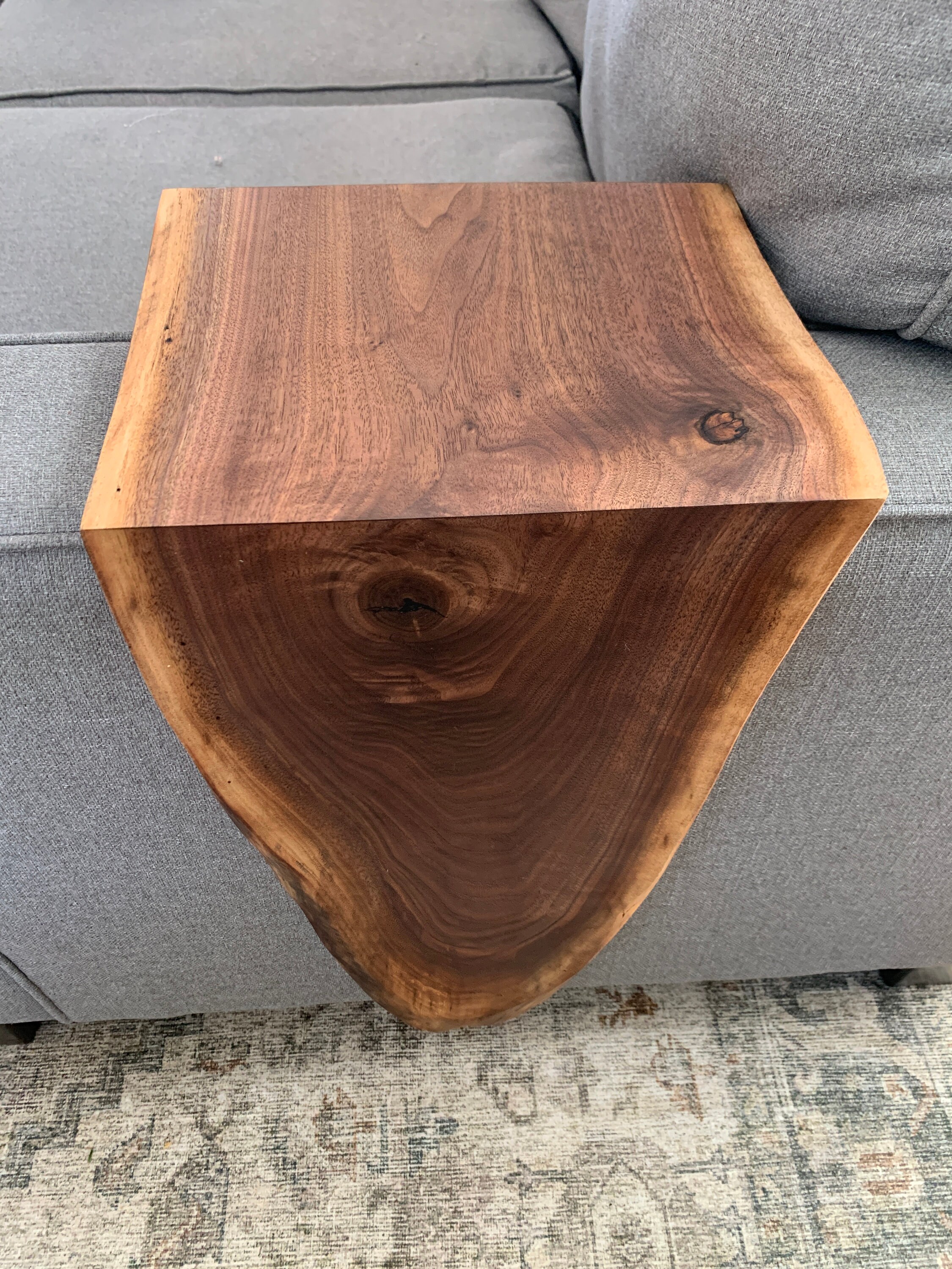 Extra Long Round Sofa Couch Armrest Walnut Waterfall Table - to the ...
