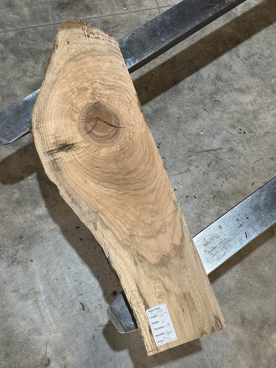 Red Oak Slab #1621, Live Edge, Unfinished, Free Shipping - Etsy