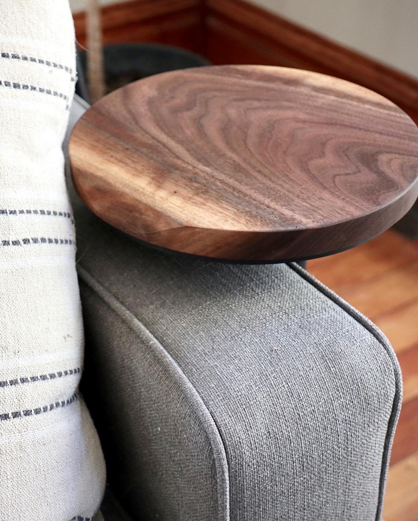 Live-edge Walnut, Round Industrial Side Table, Gift for Her, Gift for ...