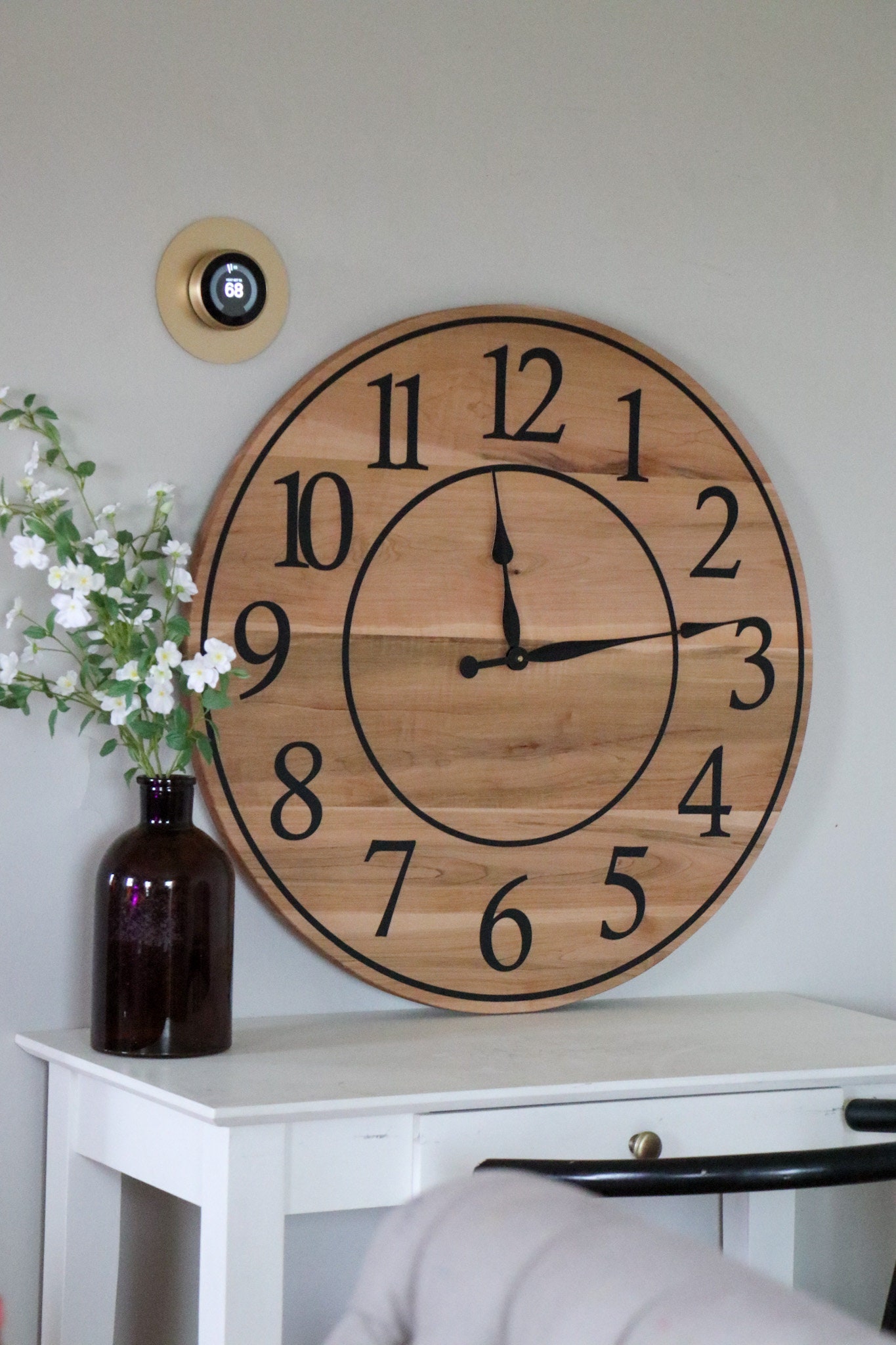 Soft Maple Clock 30 Wall Clock Wooden Clock | Etsy