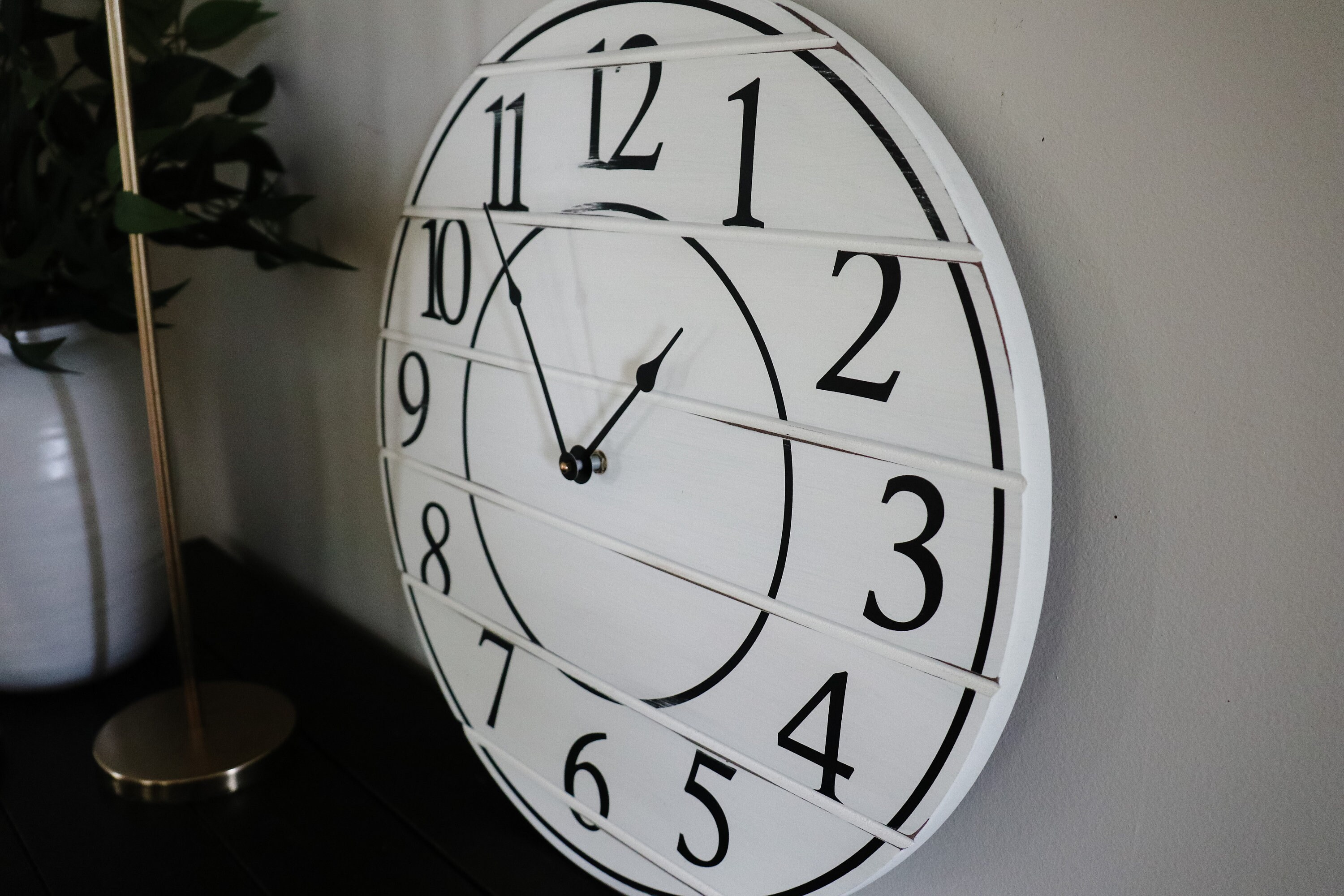 White Lightly Distressed Large Wall Clock Wall Clock | Etsy