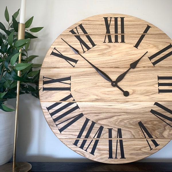 Roman Numerals Wooden Wall Clock - Etsy