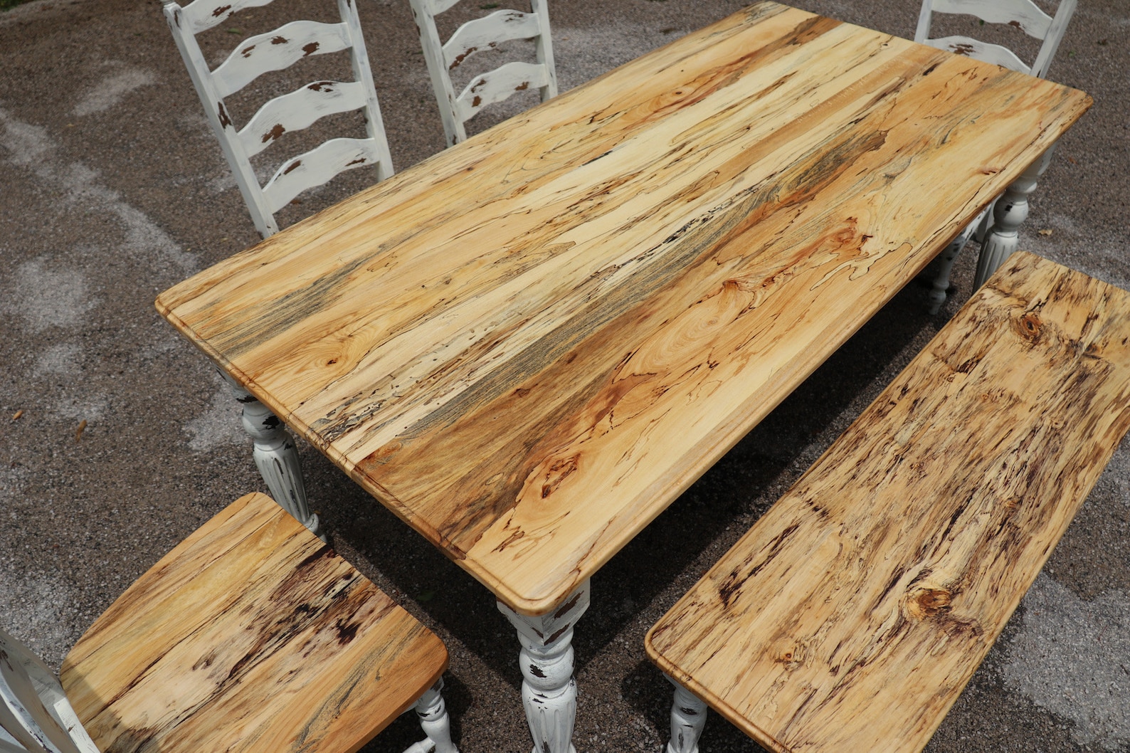 Spalted Maple Farmhouse Dining Table, White-distressed Paint - Etsy