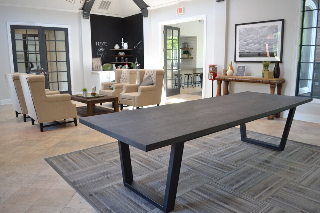 Modern Dining Table With Tapered Legs, Hardwood and Steel - Etsy
