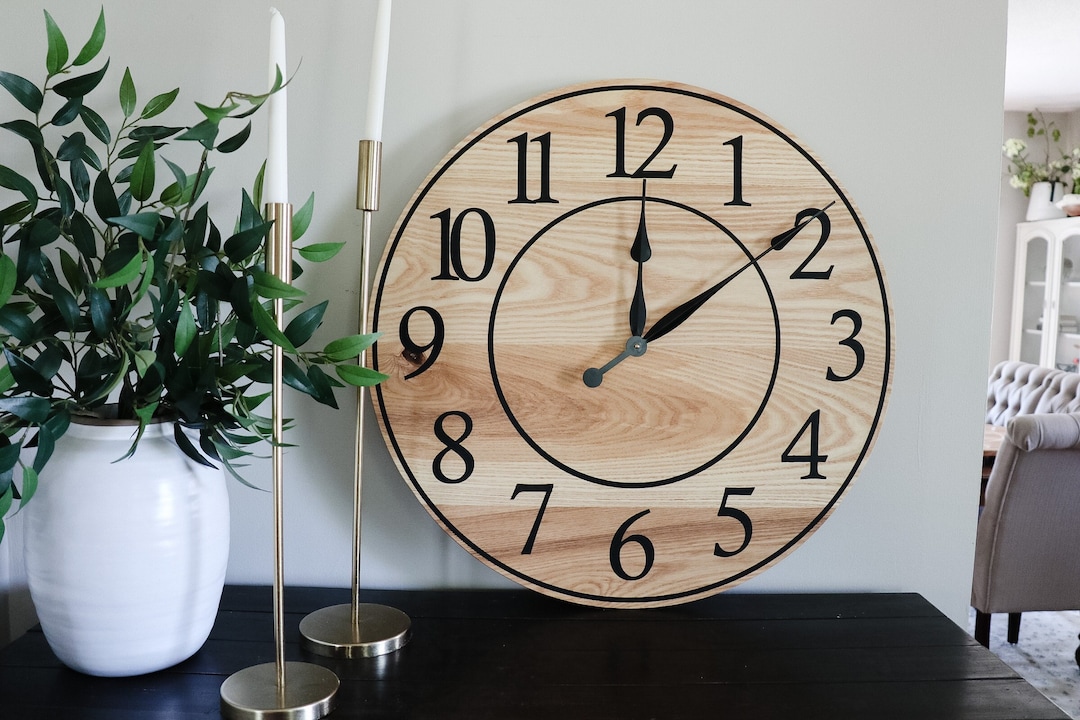 Ash Wood Clock, Wooden Clock, Large Wall Clock, Home Decor, Wall ...