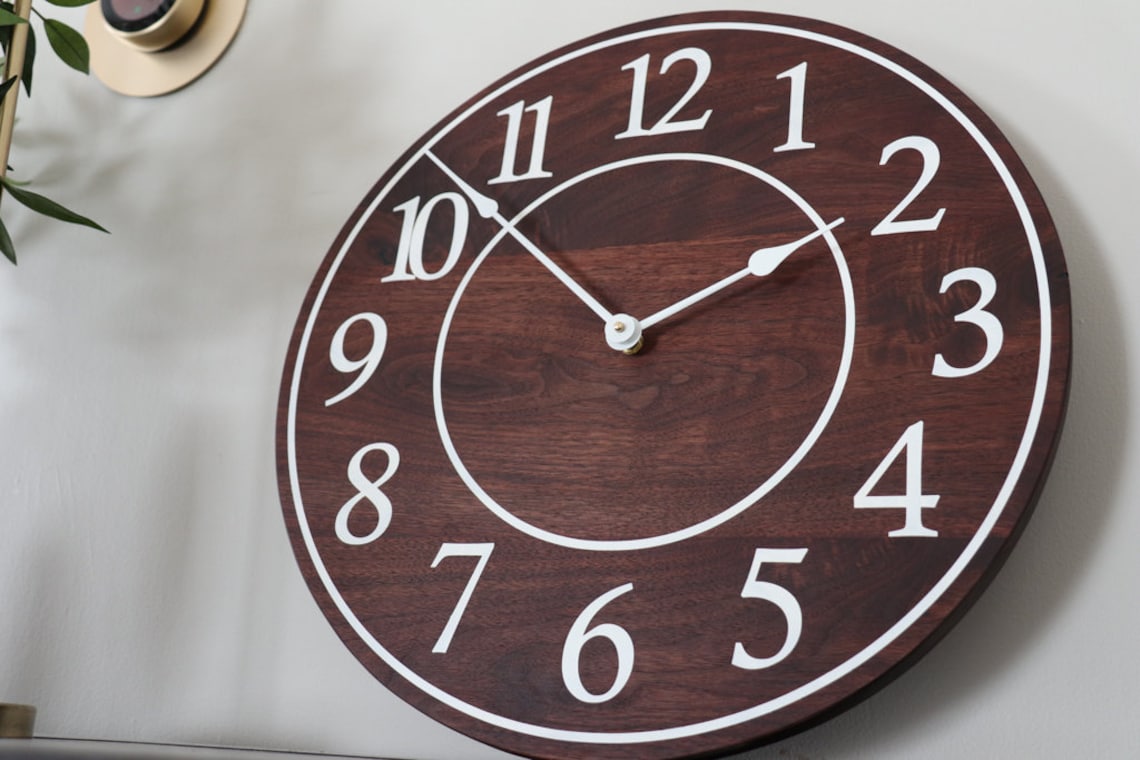 Solid Walnut Wall Clock Walnut Clock Large Wall Clock Roman - Etsy