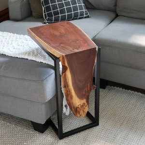 Live-edge Walnut Waterfall C-table, Gift for Her, Gift for Him, Home ...