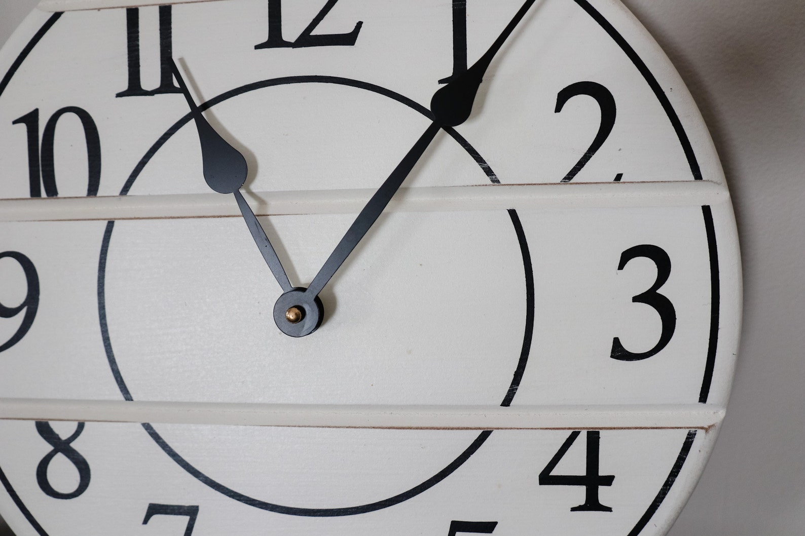 White Lightly Distressed Large Wall Clock Wall Clock Modern - Etsy