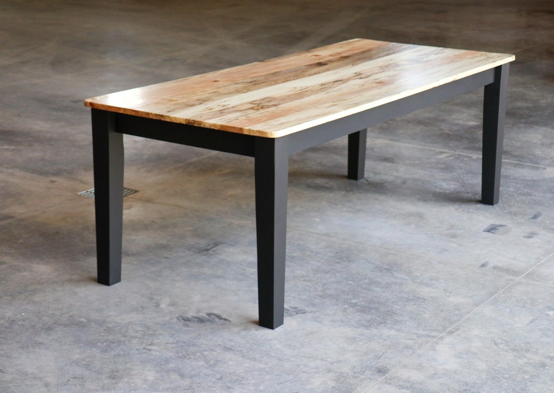 Spalted Maple Modern Shaker Dining Table, Flat Black Paint, Unique Dining Table, Solid Wood ...