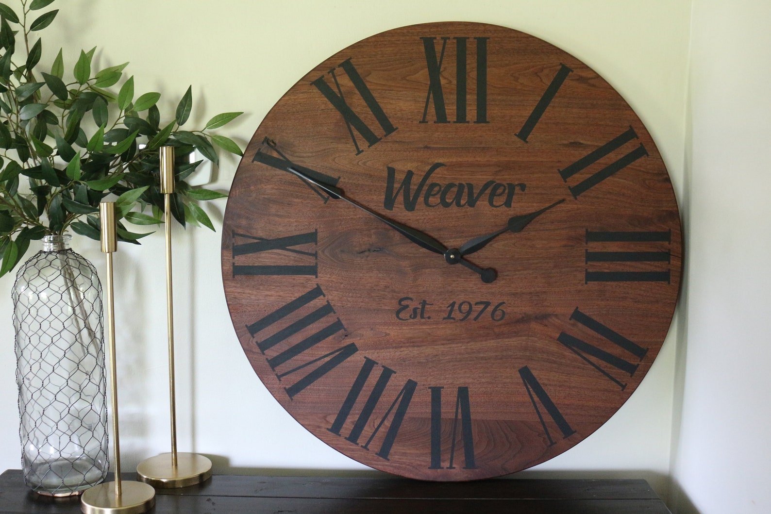 Solid Walnut Wall Clock, Walnut Clock, Large Wall Clock, Decor, Wall ...