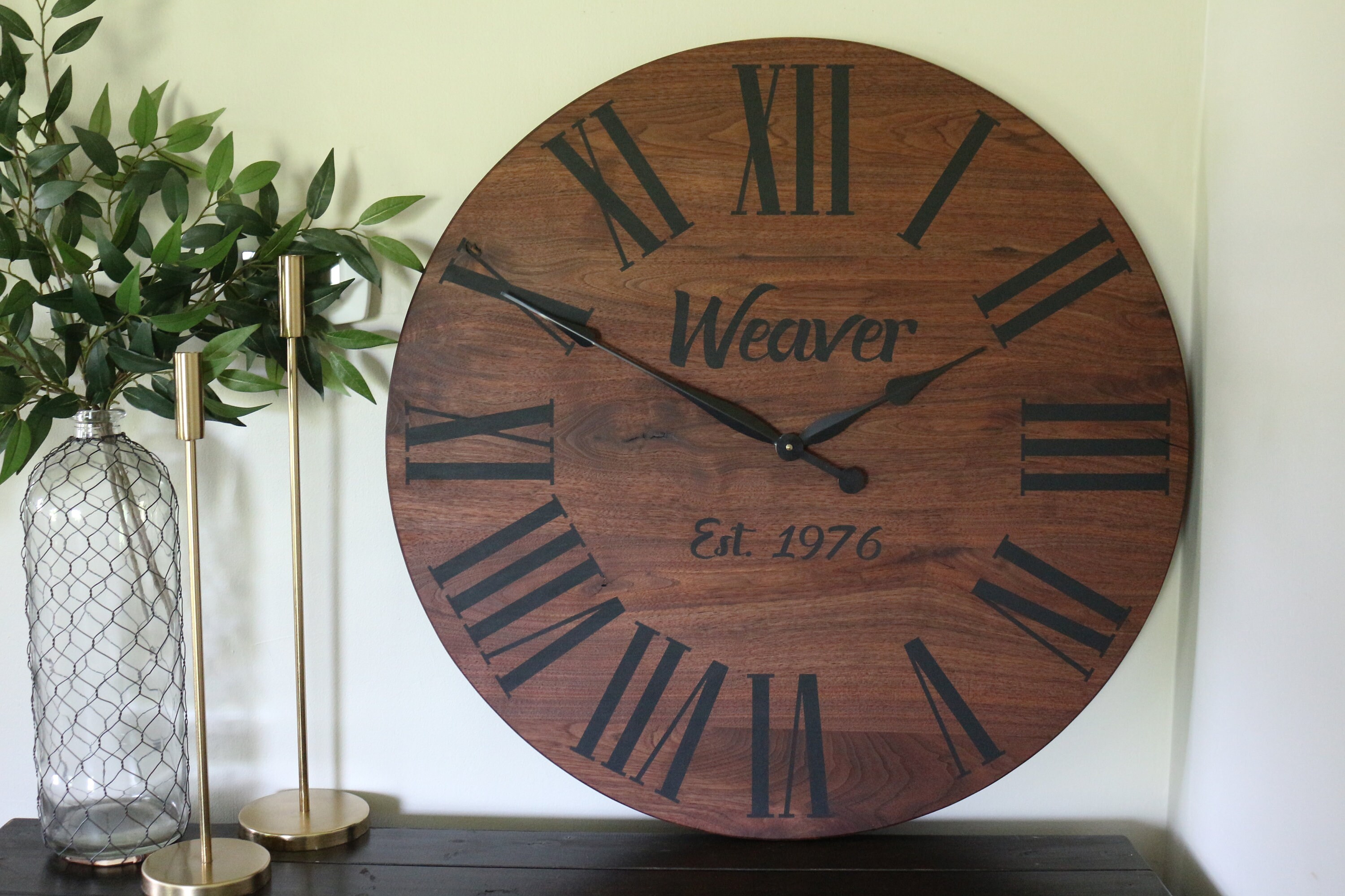 Solid Walnut Wall Clock Walnut Clock Large Wall Clock | Etsy