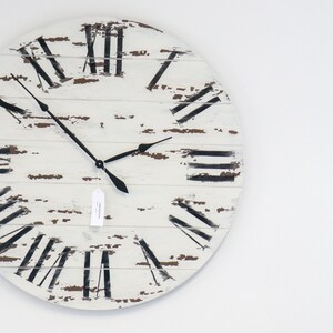 White Distressed Wall Clock Large Wall Clock Farmhouse Style | Etsy