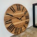 Large White Oak Clock, Large Wall Clock, Wooden Clock, Roman Numerals ...