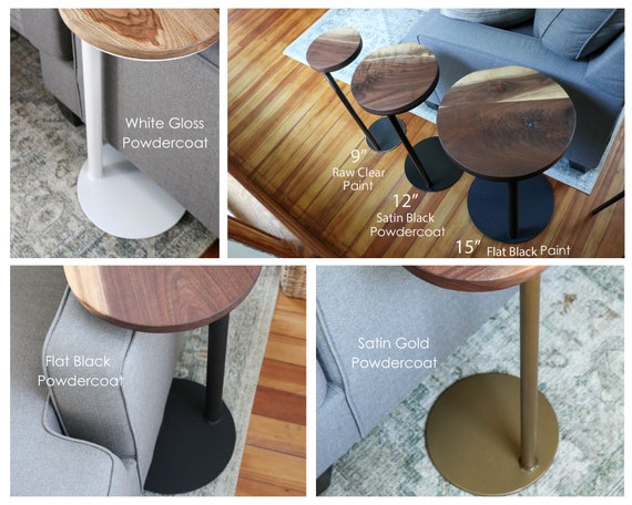 White Oak Modern C Table Industrial Side Table Laptop Table Coffee Table Bronze Metal Etsy UK