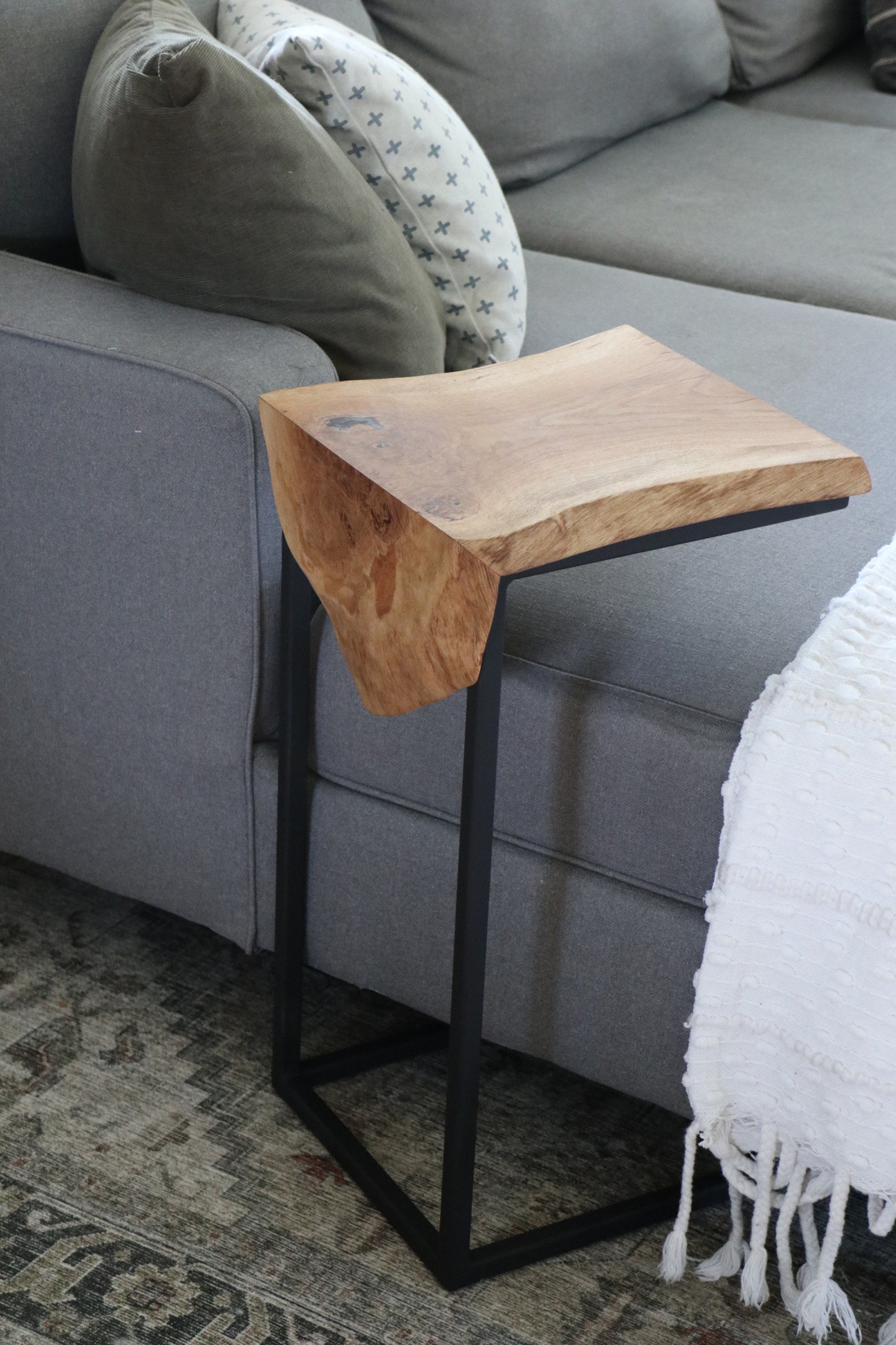 Live Edge White Oak Waterfall C Table Handmade Furniture - Etsy
