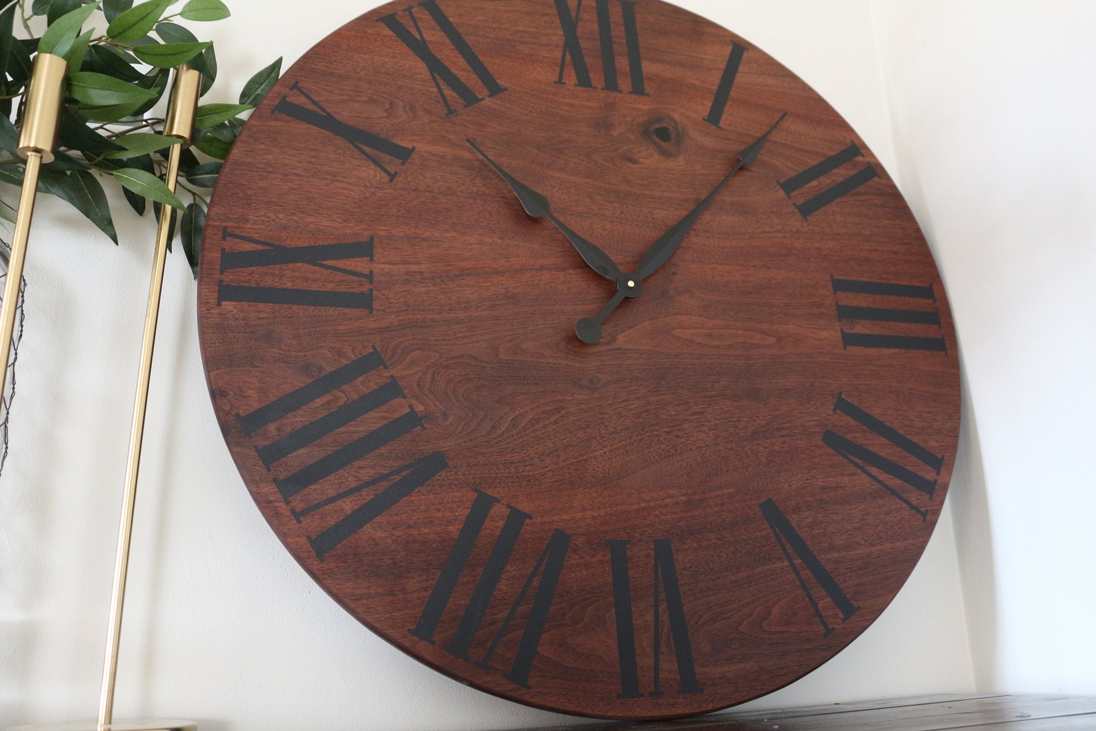 Solid Walnut Wall Clock, Walnut Clock, Large Wall Clock, Decor, Wall ...