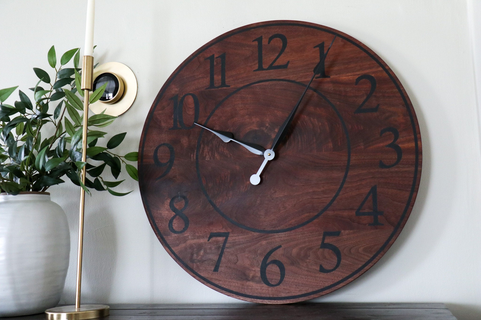 Solid Walnut Wall Clock Walnut Clock Large Wall Clock Roman - Etsy