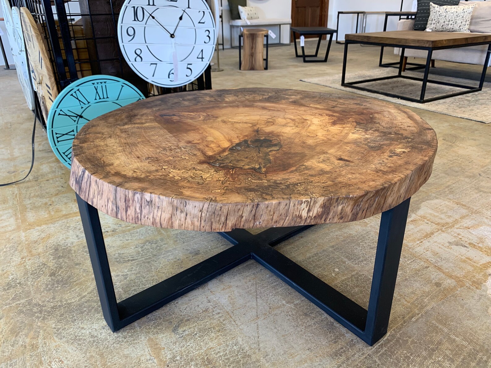Spalted Sycamore Cookie Industrial Coffee Table in Stock | Etsy
