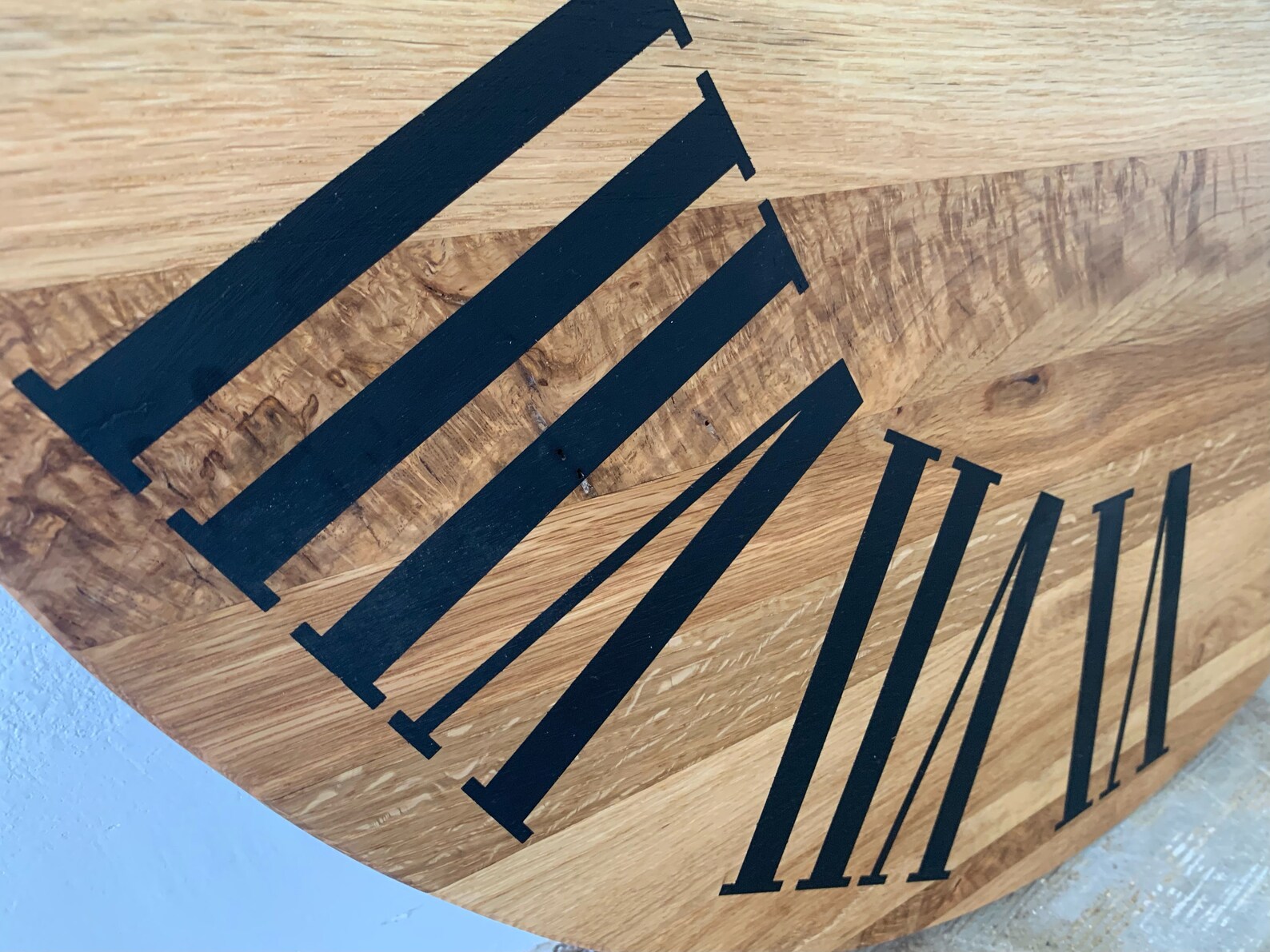 Large White Oak Clock, Large Wall Clock, Wooden Clock, Roman Numerals ...