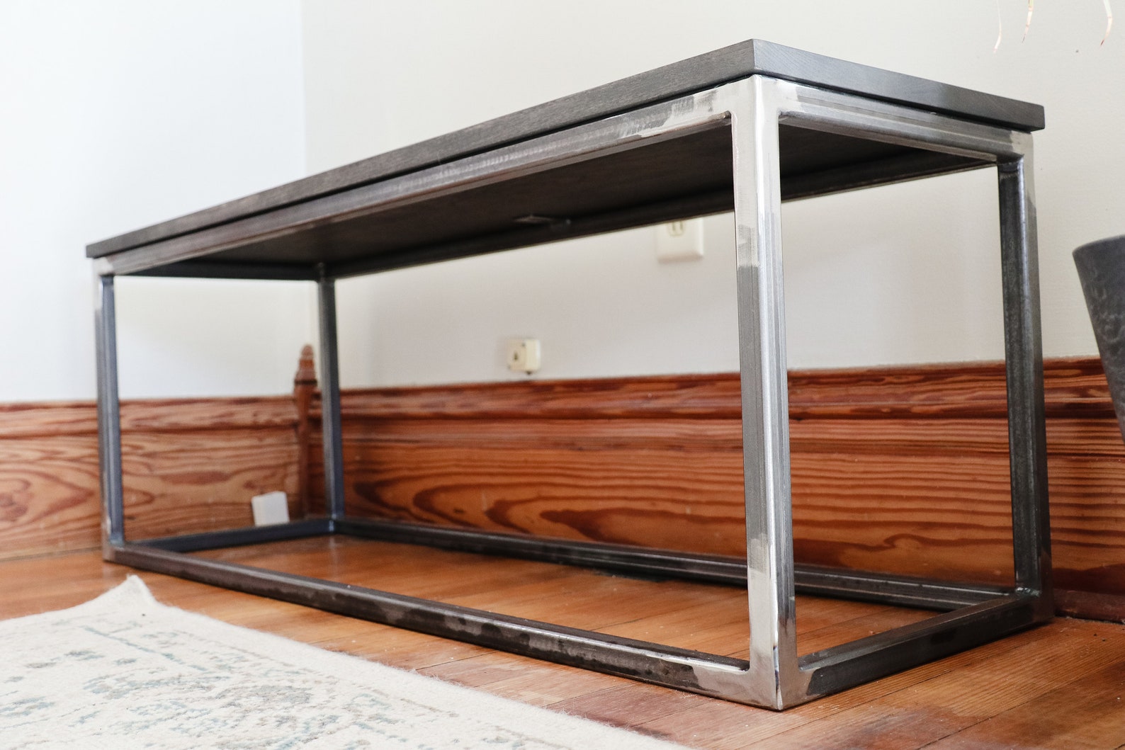 Modern Metal & Wood Bench, Industrial Bench, Living Room Bench - Etsy