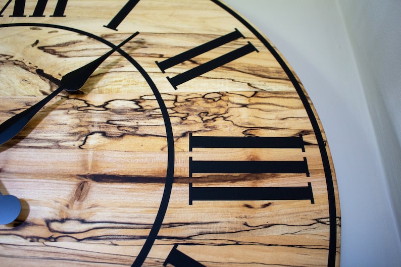 Wooden Wall Clock Spalted Maple Roman Numerals, Decor, Wall Hanging ...