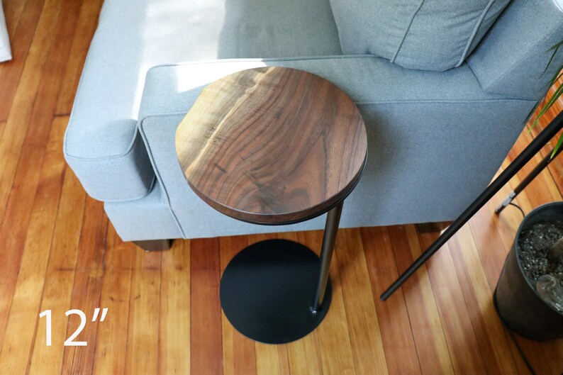 Live-edge Walnut, Round Industrial Side Table - Etsy
