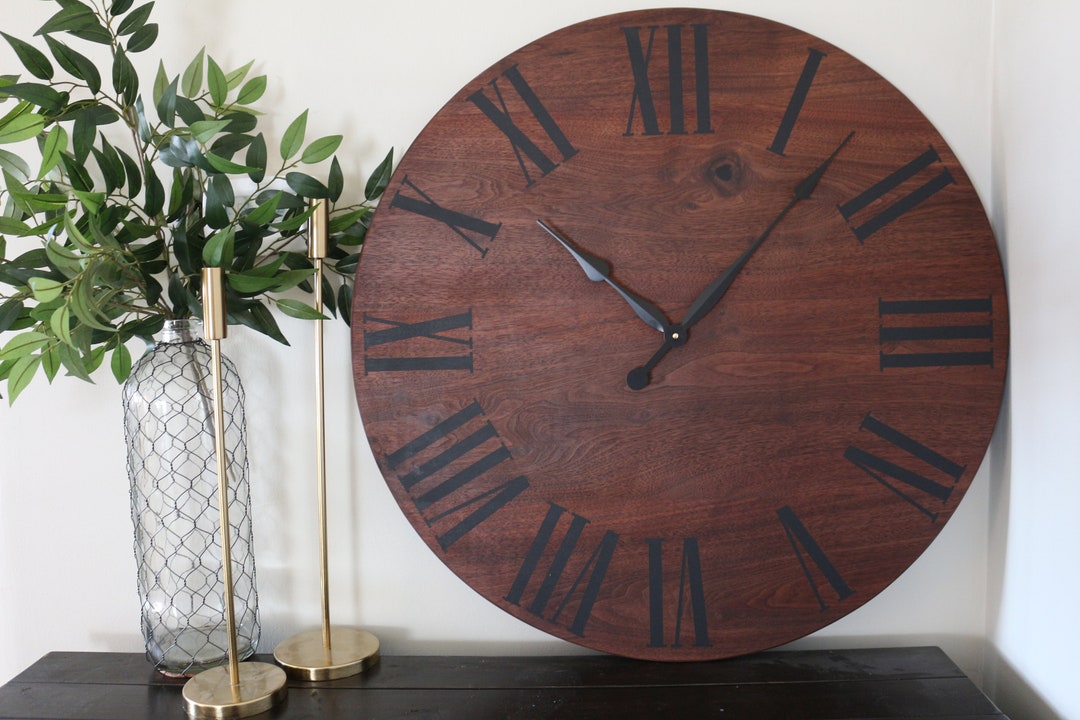 Solid Walnut Wall Clock, Walnut Clock, Large Wall Clock, Decor, Wall ...