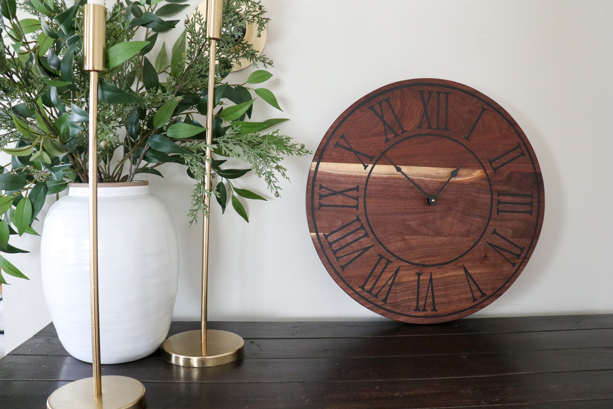 Solid Walnut Wall Clock Walnut Clock Large Wall Clock | Etsy