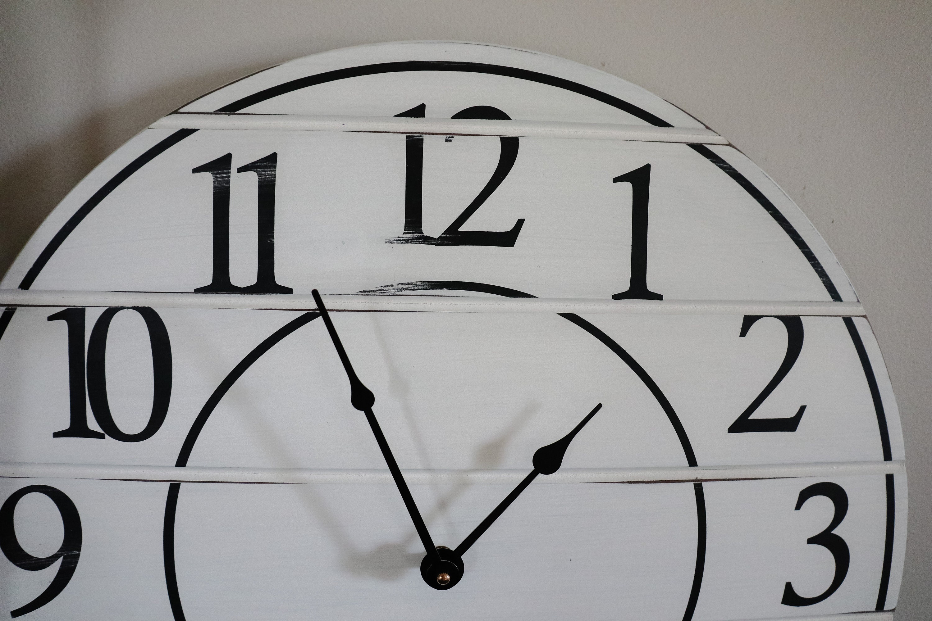 White Lightly Distressed Large Wall Clock Wall Clock | Etsy