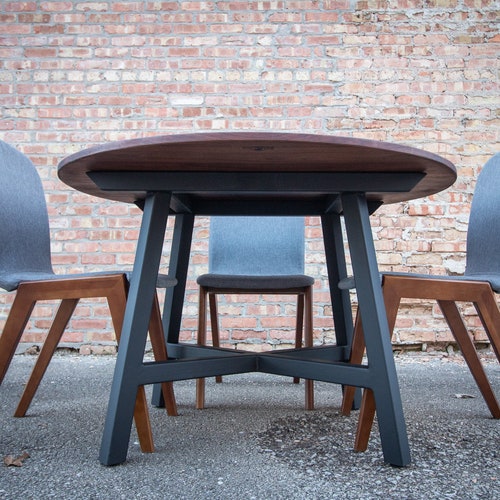 Modern Dining Table With Tapered Legs Hardwood and Steel - Etsy