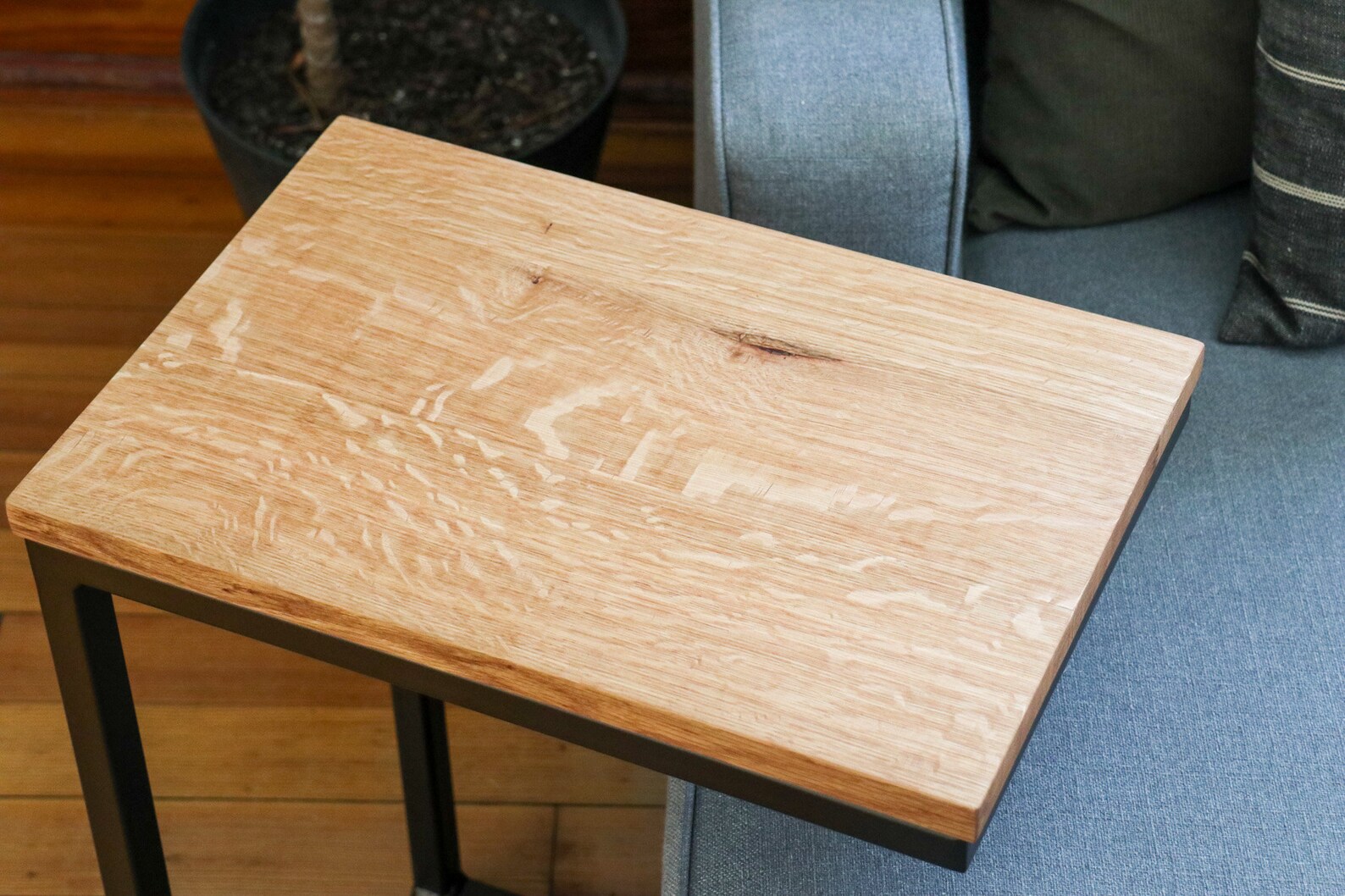 White Oak Modern C Table Industrial Side Table Laptop table | Etsy