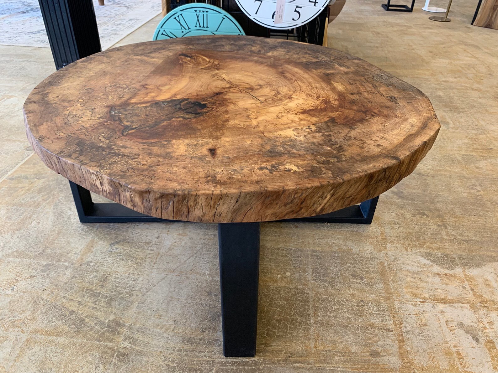 Spalted Sycamore Cookie Industrial Coffee Table in Stock | Etsy