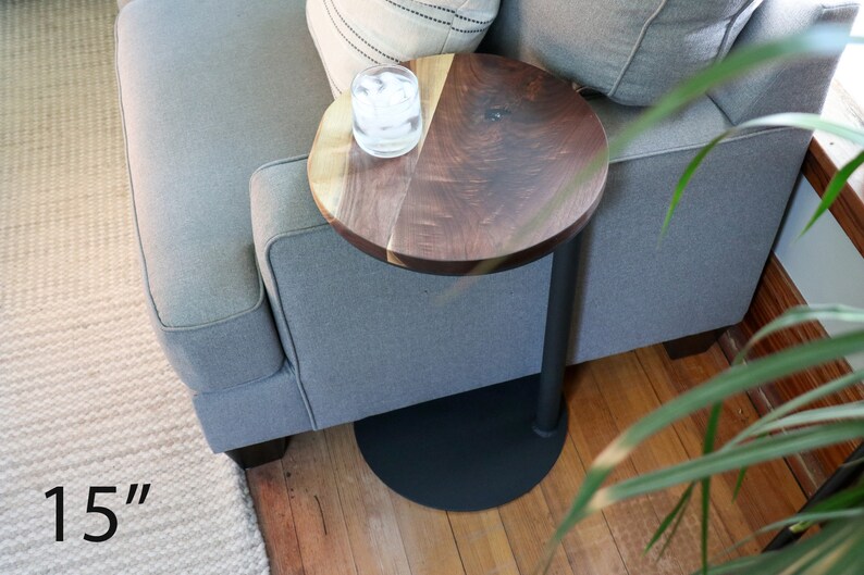 Live-edge Walnut, Round Industrial Side Table - Etsy