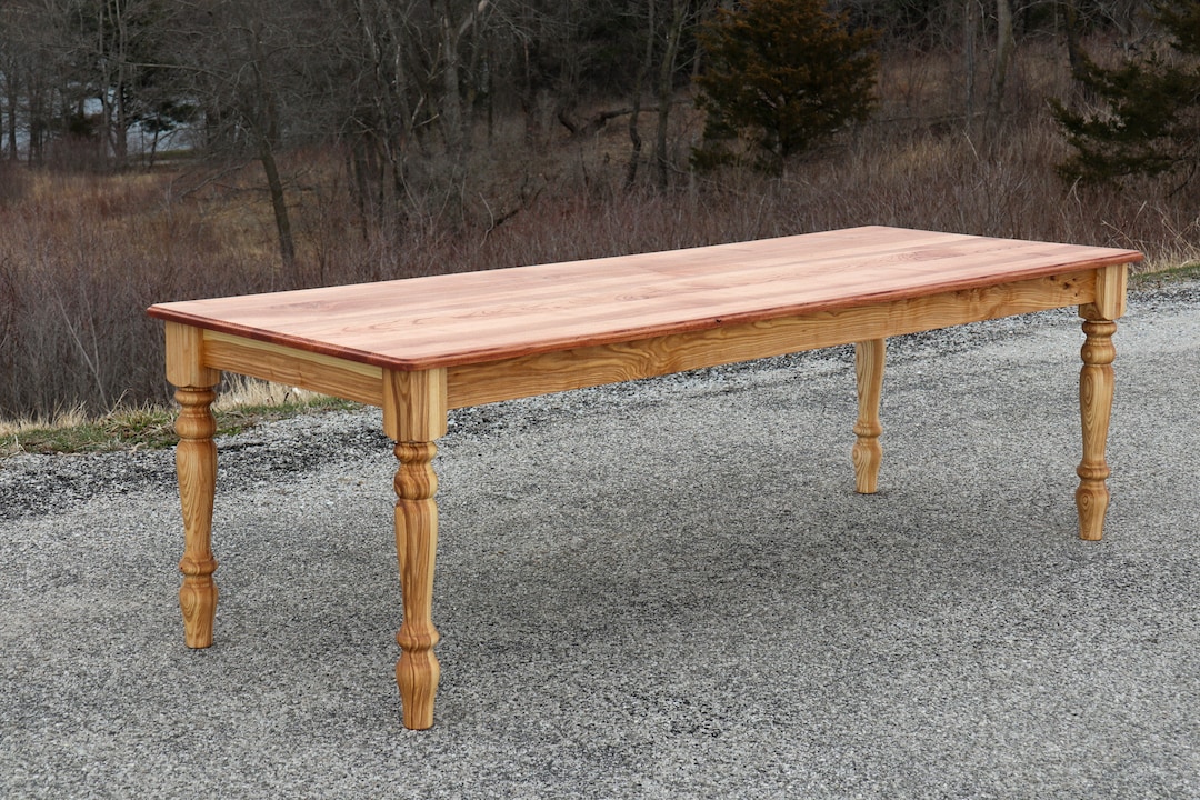 Ash Farmhouse Dining Table, Smooth Ash Wood Top, Traditional Style ...